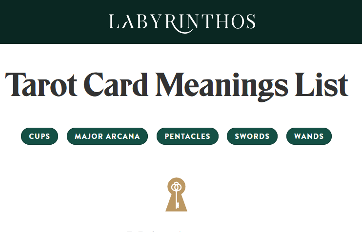 Tarot Card Meanings List