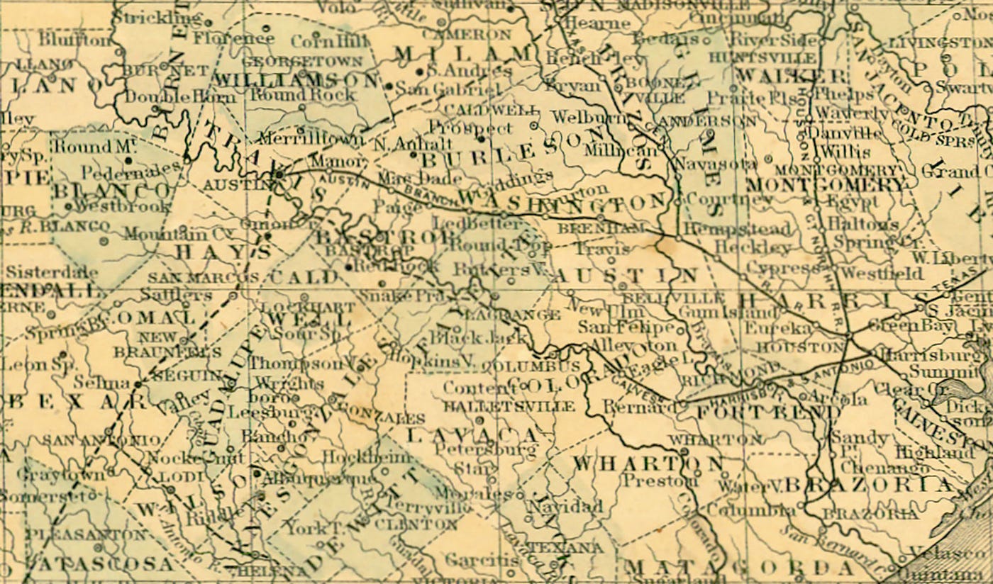 Map Of Central Texas Counties