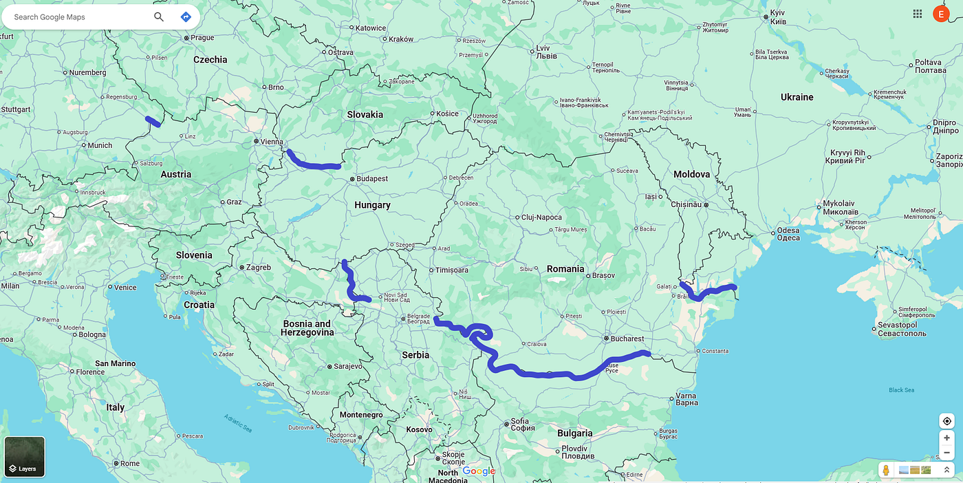Danube River World Map