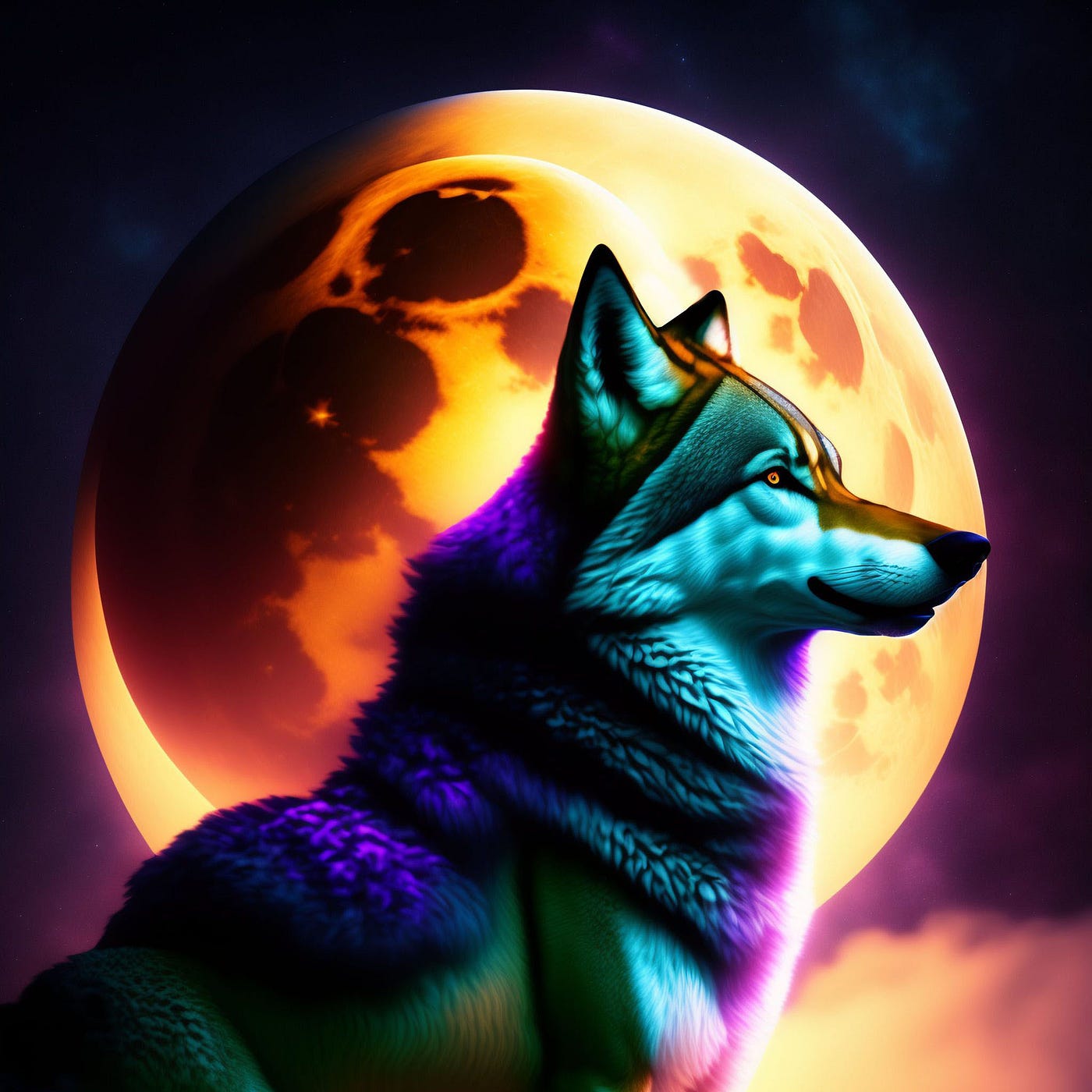 Howling Wolf With Moon