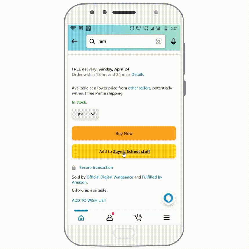 Amazon Shopping Cart Cell