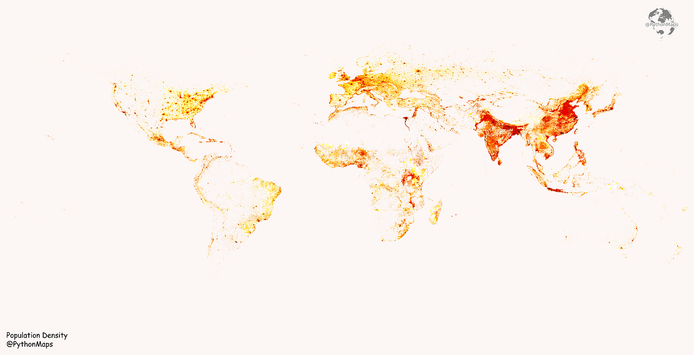 World Population Density 3d