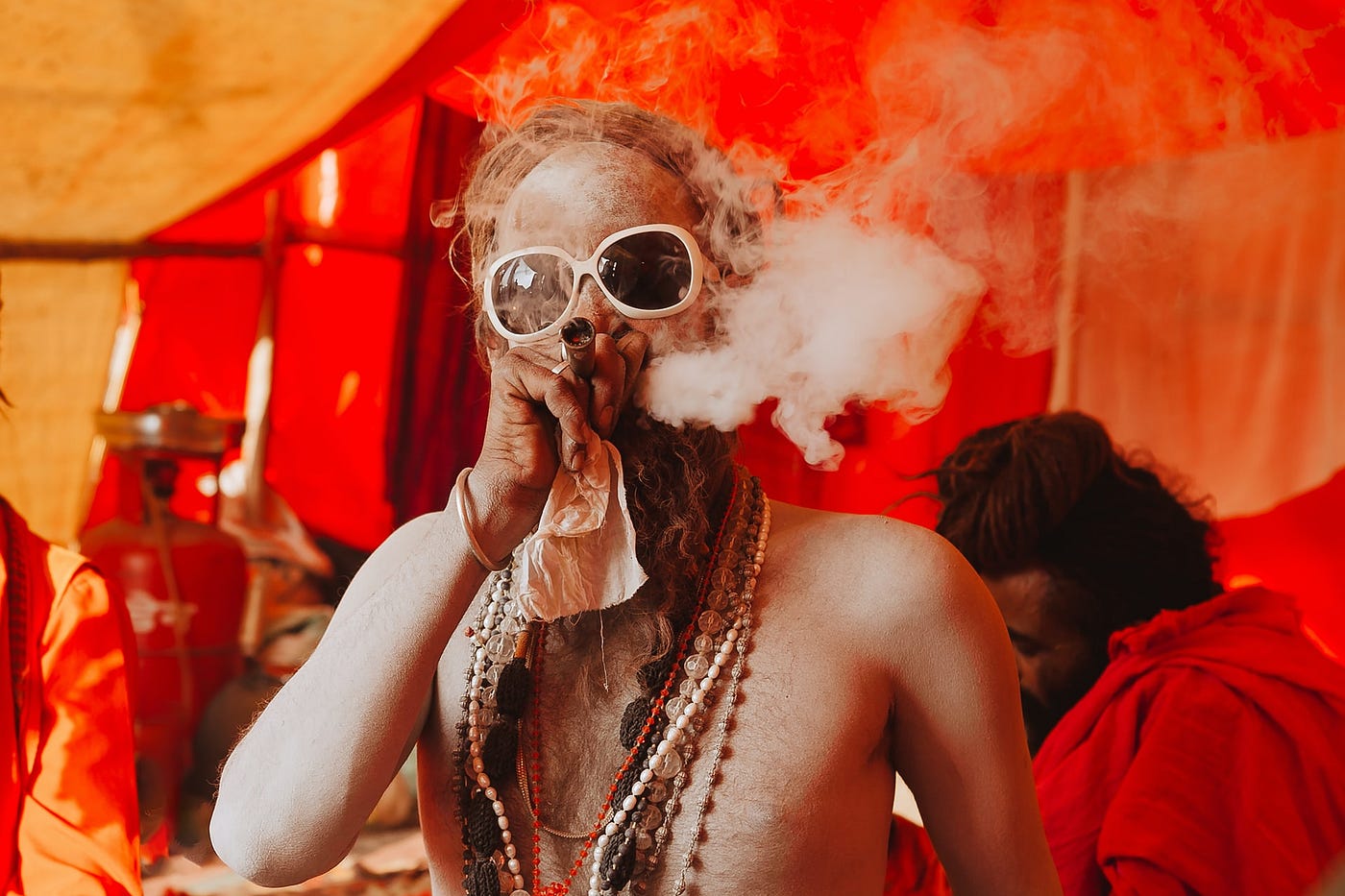 Sadhu Smoking Weed