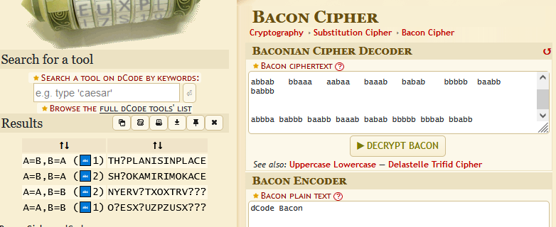 Baconian Cipher Challenge