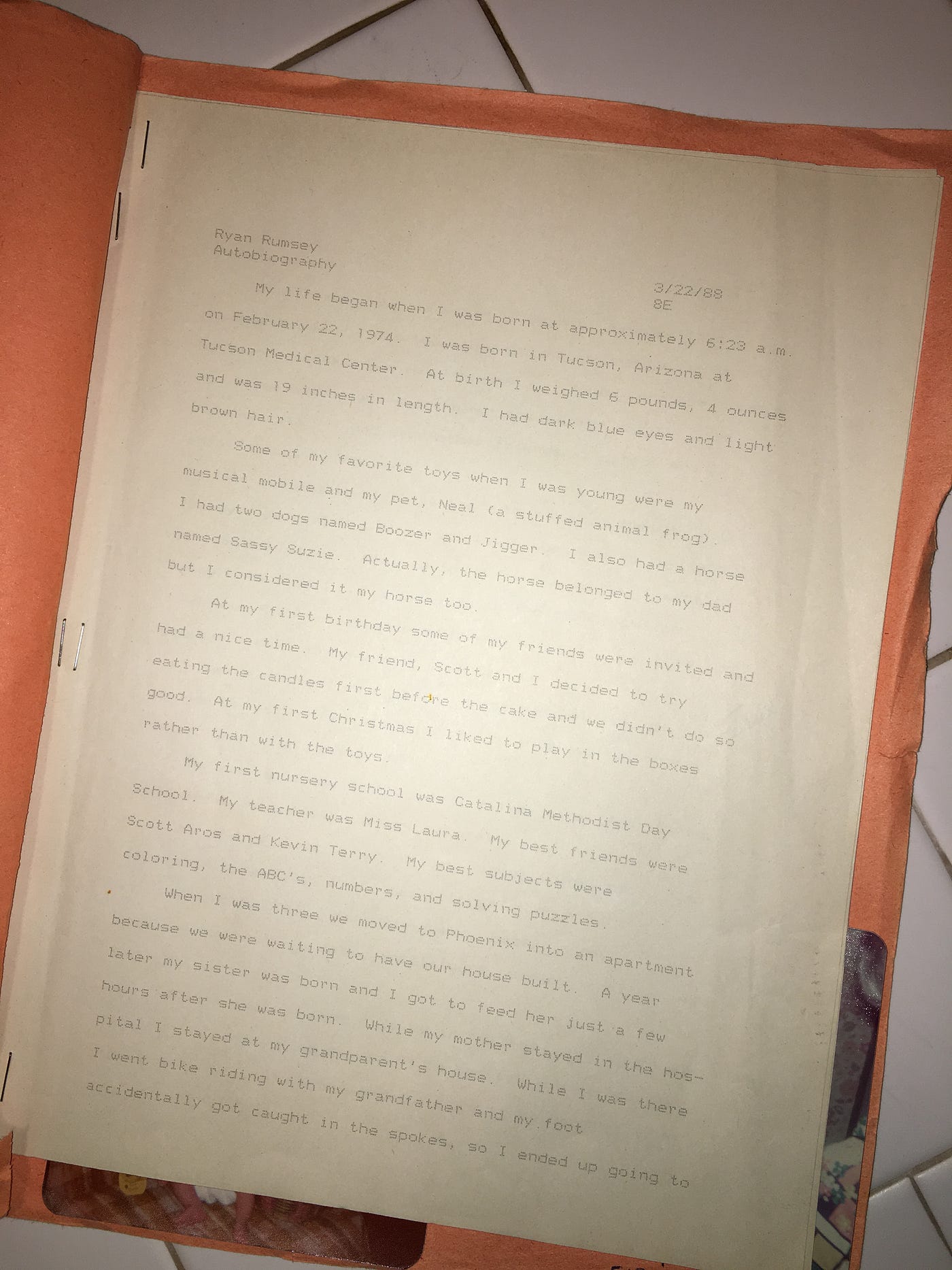 Autobiography Example For Kids