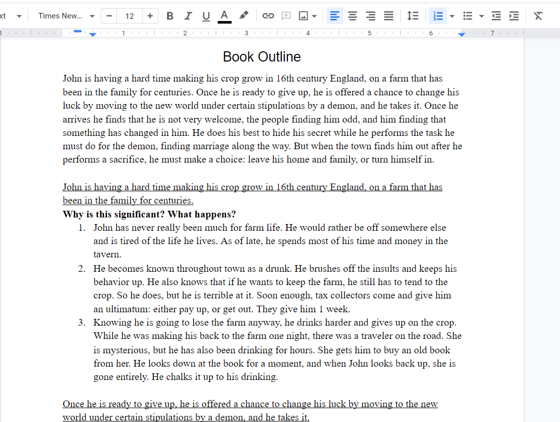 Book Outline Example