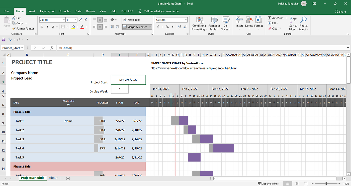 Gantt Chart Excel 2022 Template