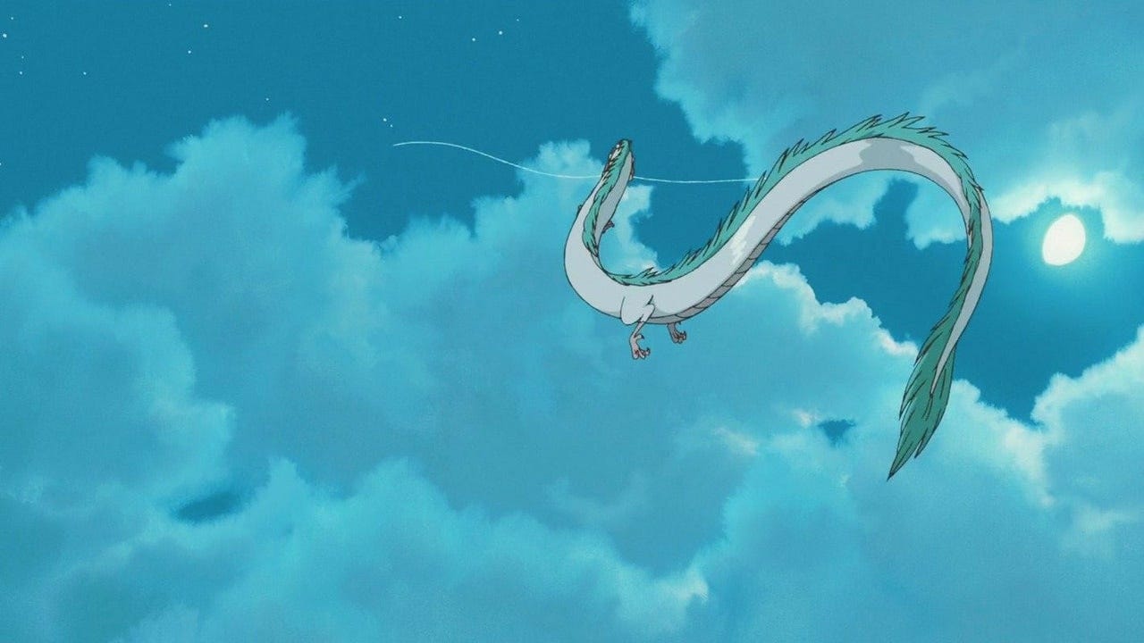 Spirited Away Haku Flying Spirited Away Stickers | Redbubble
