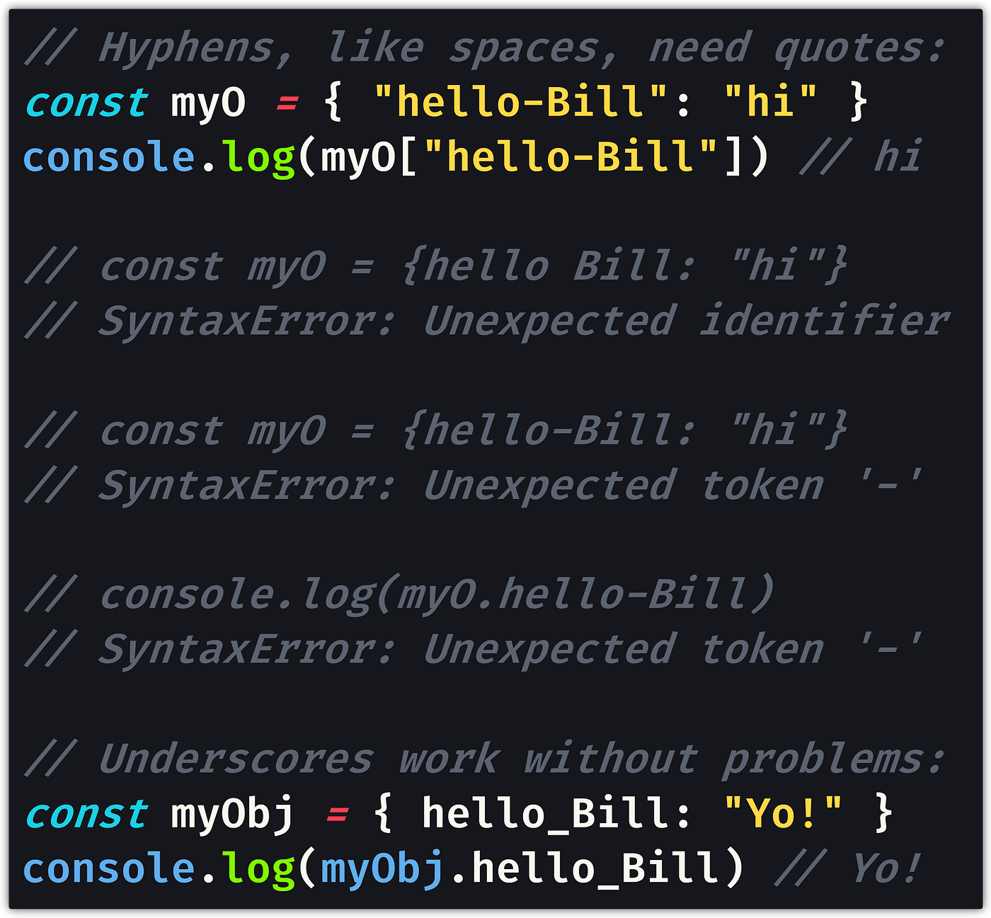 Object Javascript Quotes