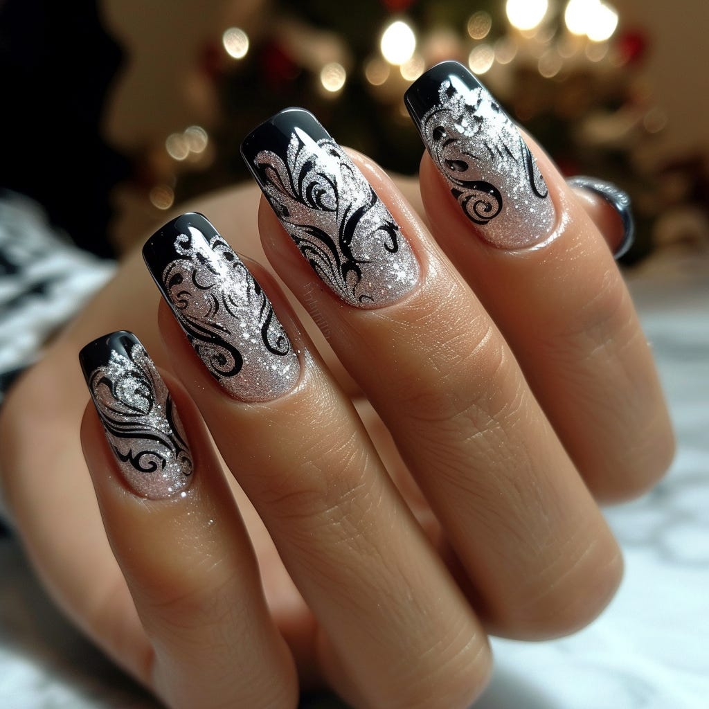 Simple Nail Art Designs Black And Silver