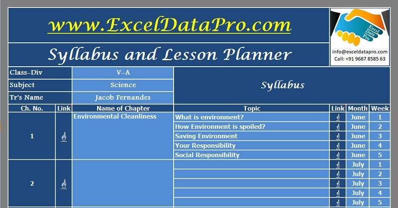 Excel Templates For Teachers