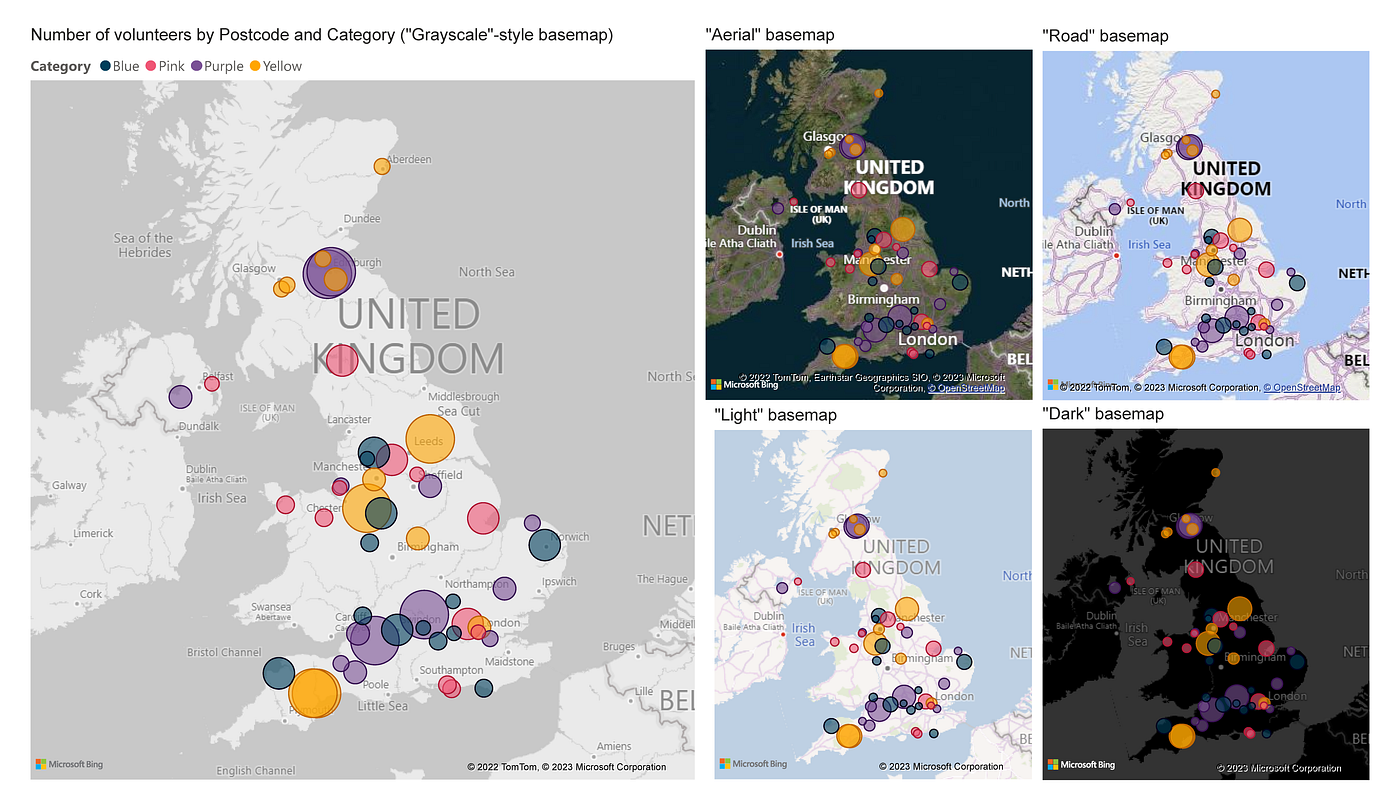 Power Bi Bubble Map Shape Map And Filled Map Examples