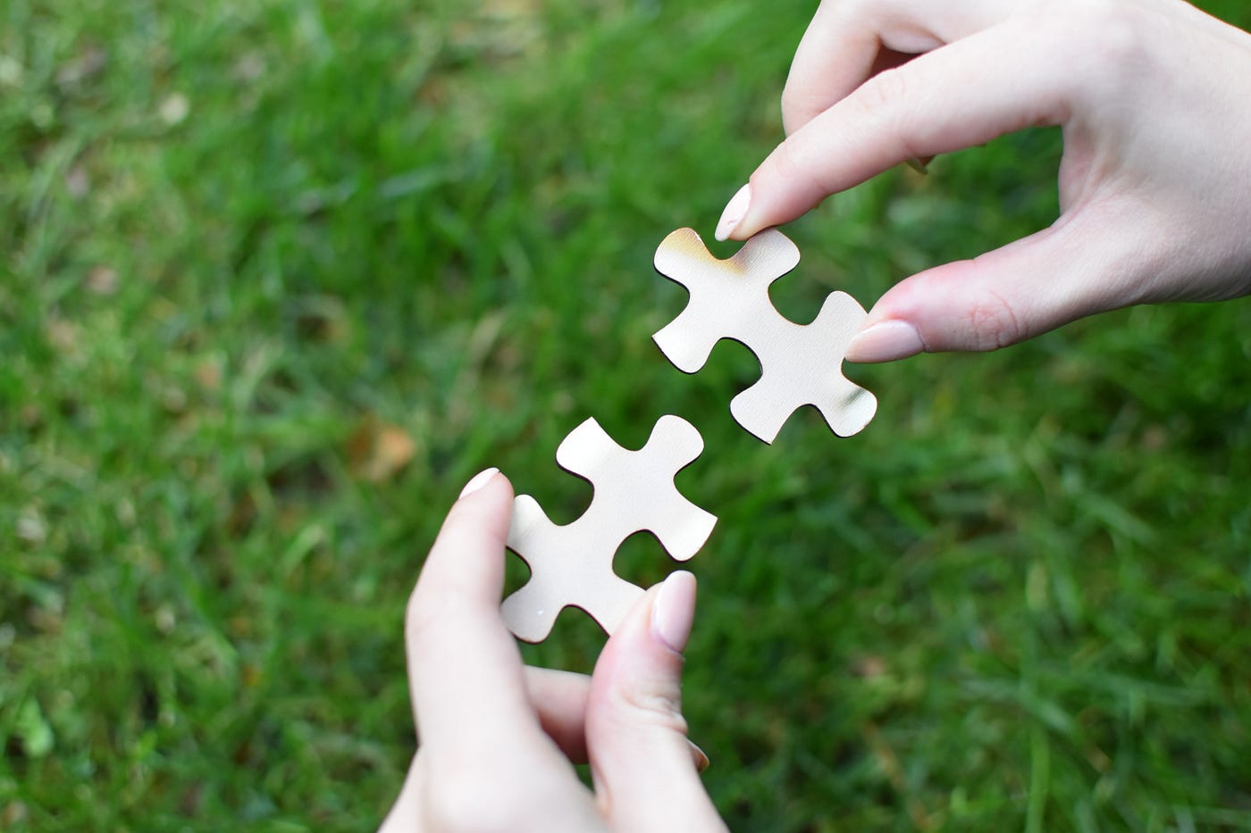Two Puzzle Pieces Fitting Together