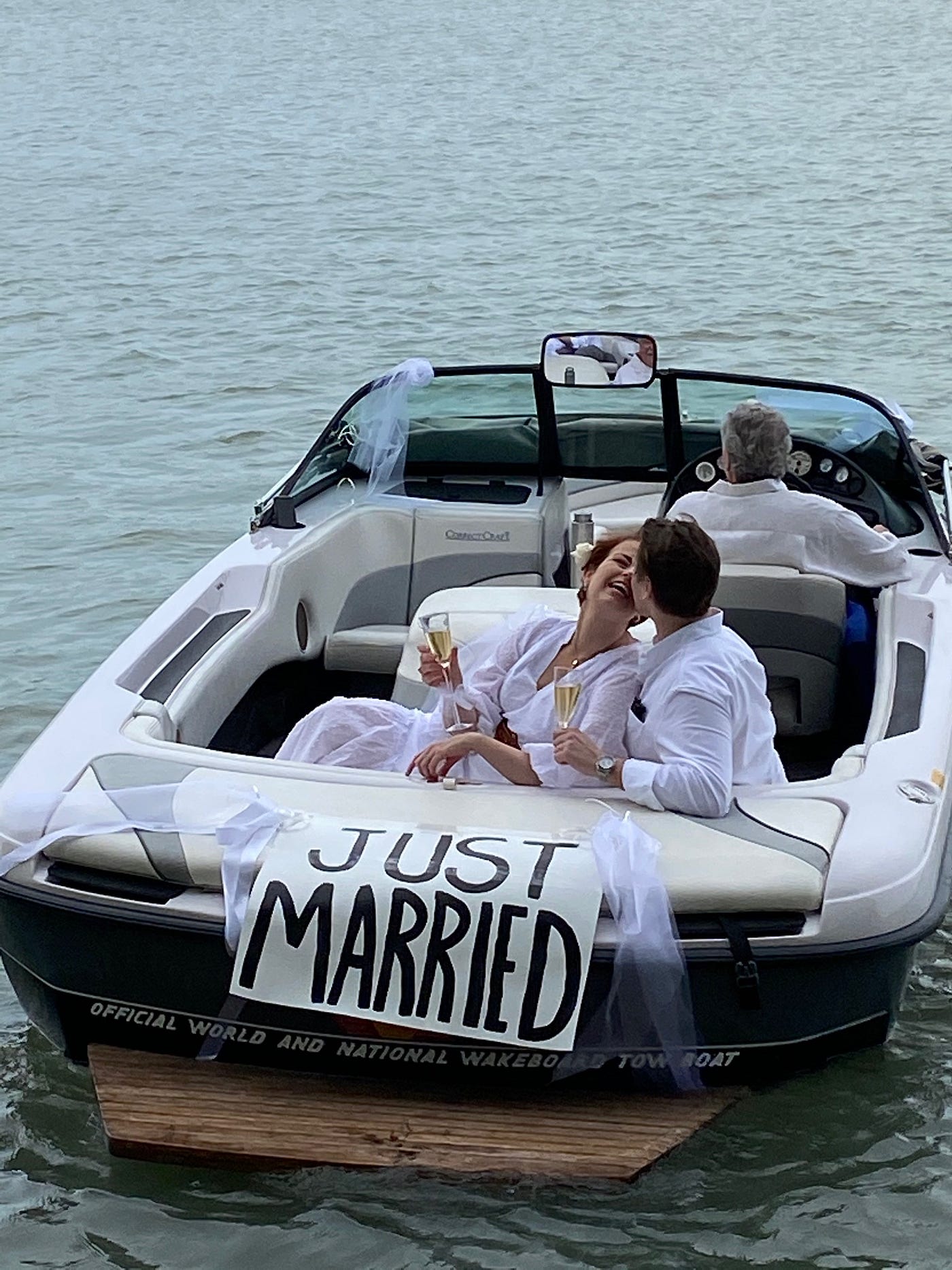 Just Married Sign On Boat