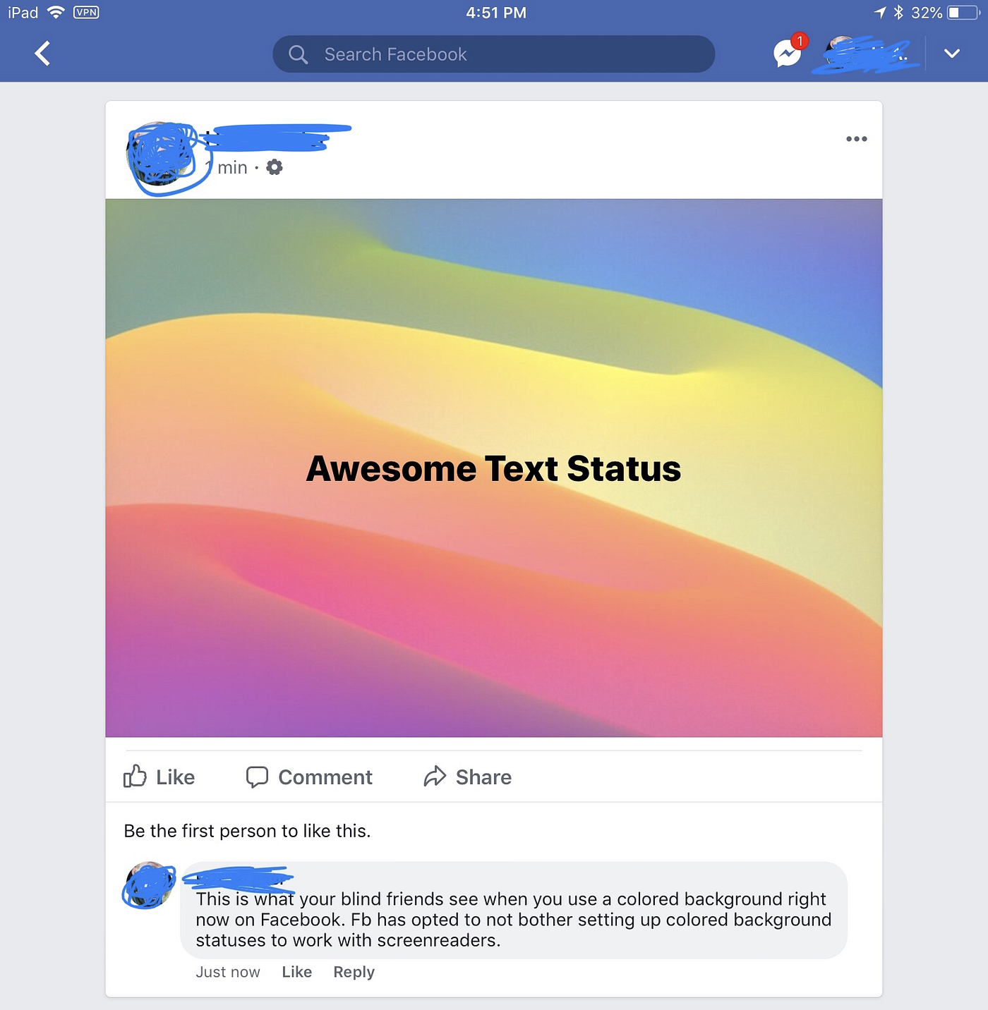 Facebook Status Bar