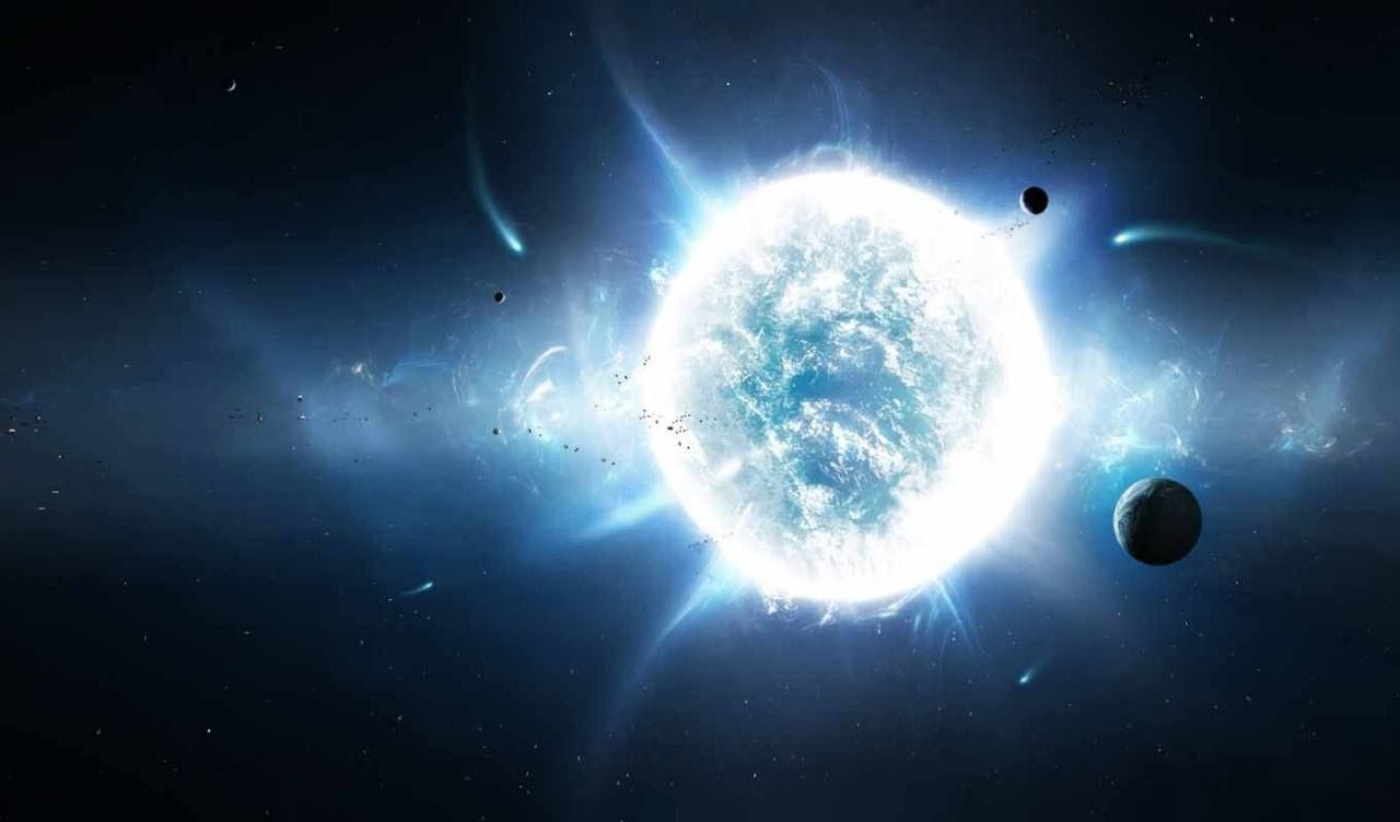 Blue White Sun Space