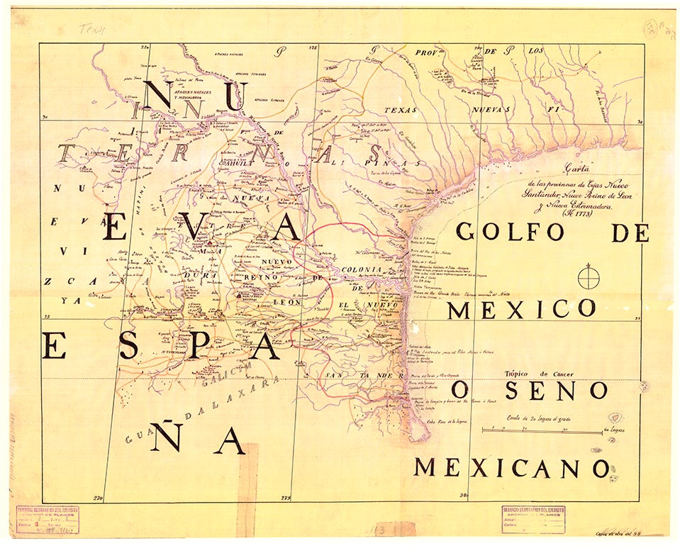 Early Spanish Settlements Map South Texas Michael Heath Caldwell