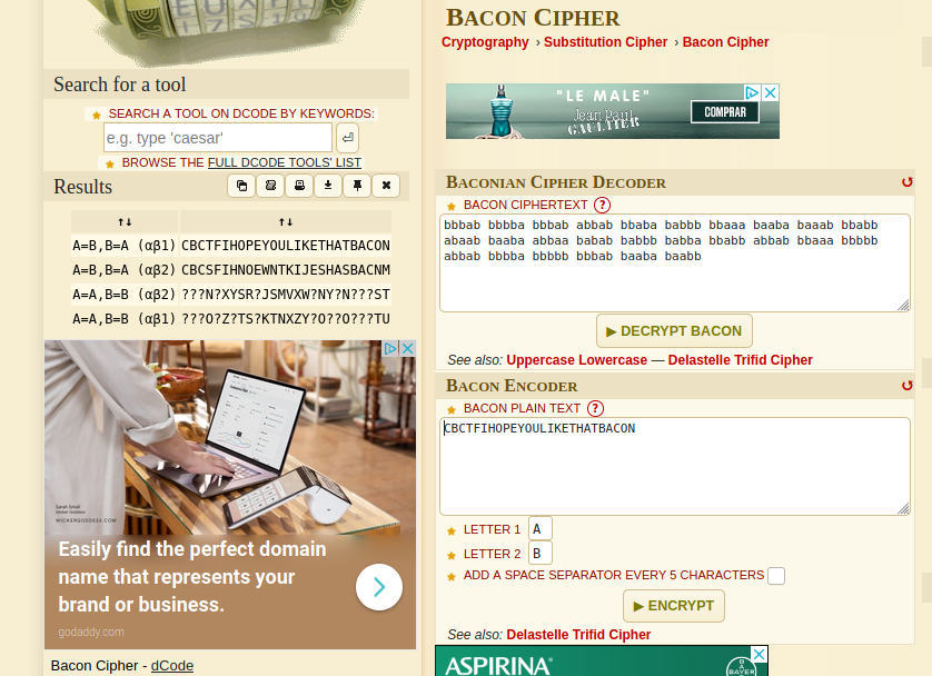 Baconian Cipher Challenge