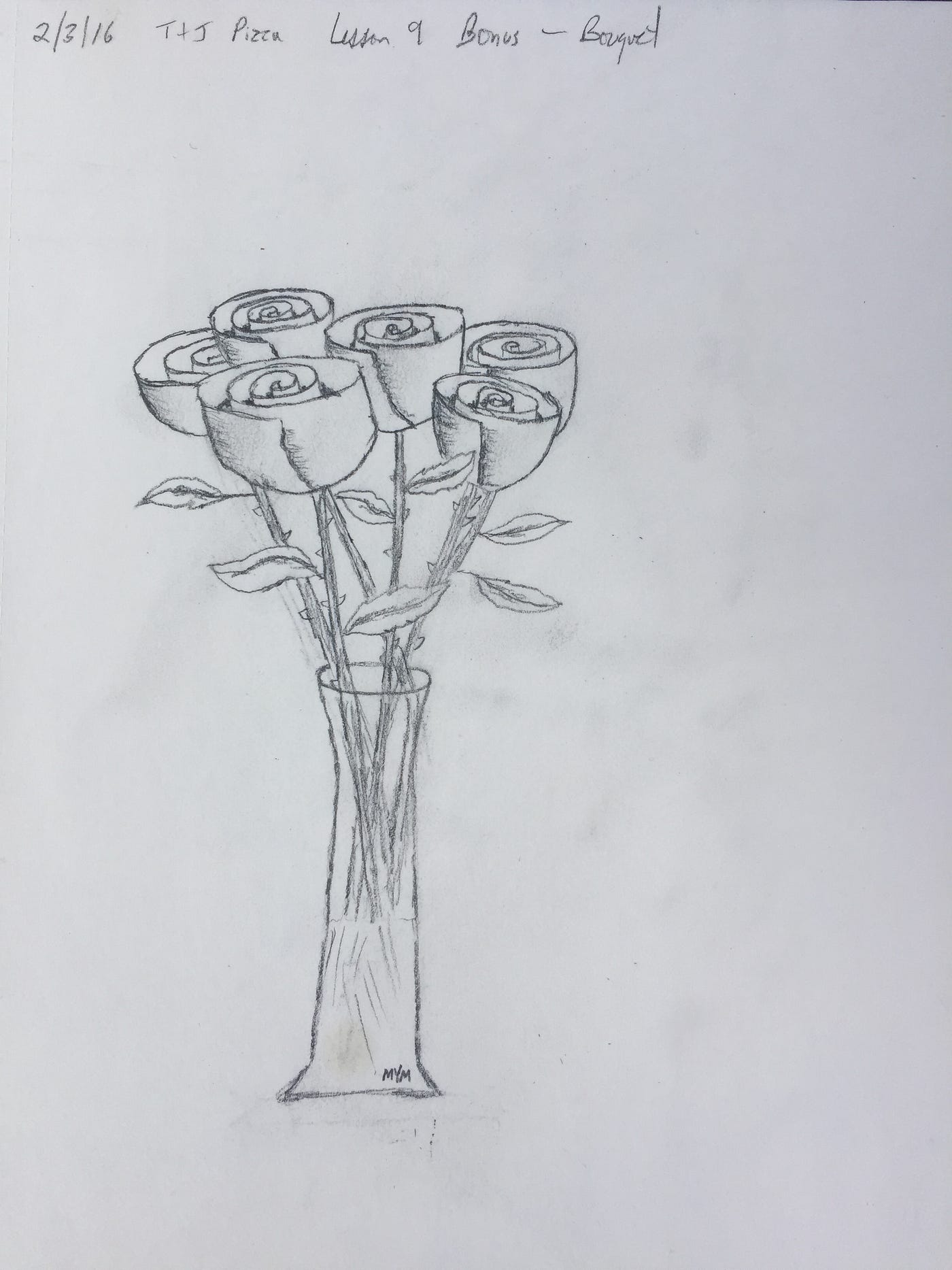 Vase With Roses Drawing