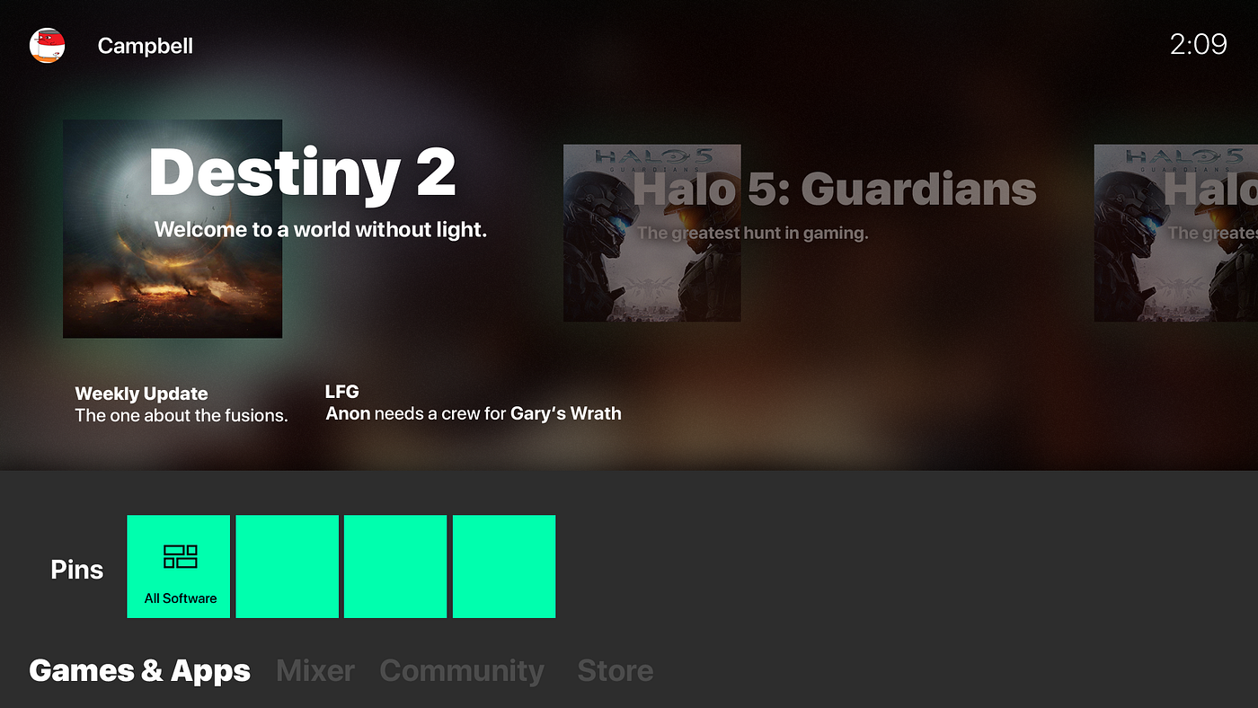 Xbox One Dashboard Concept