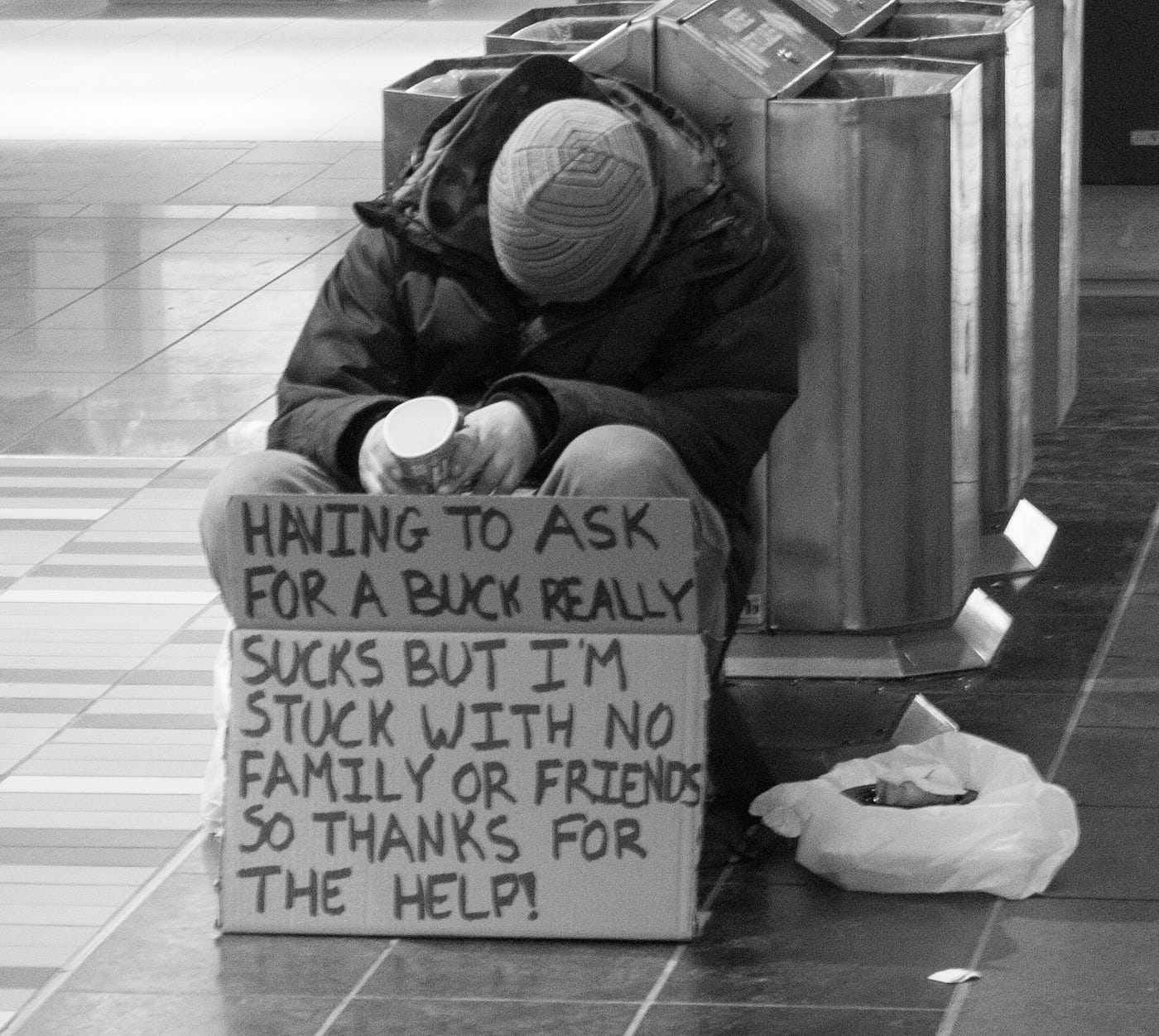 Homeless People Signs Black And White