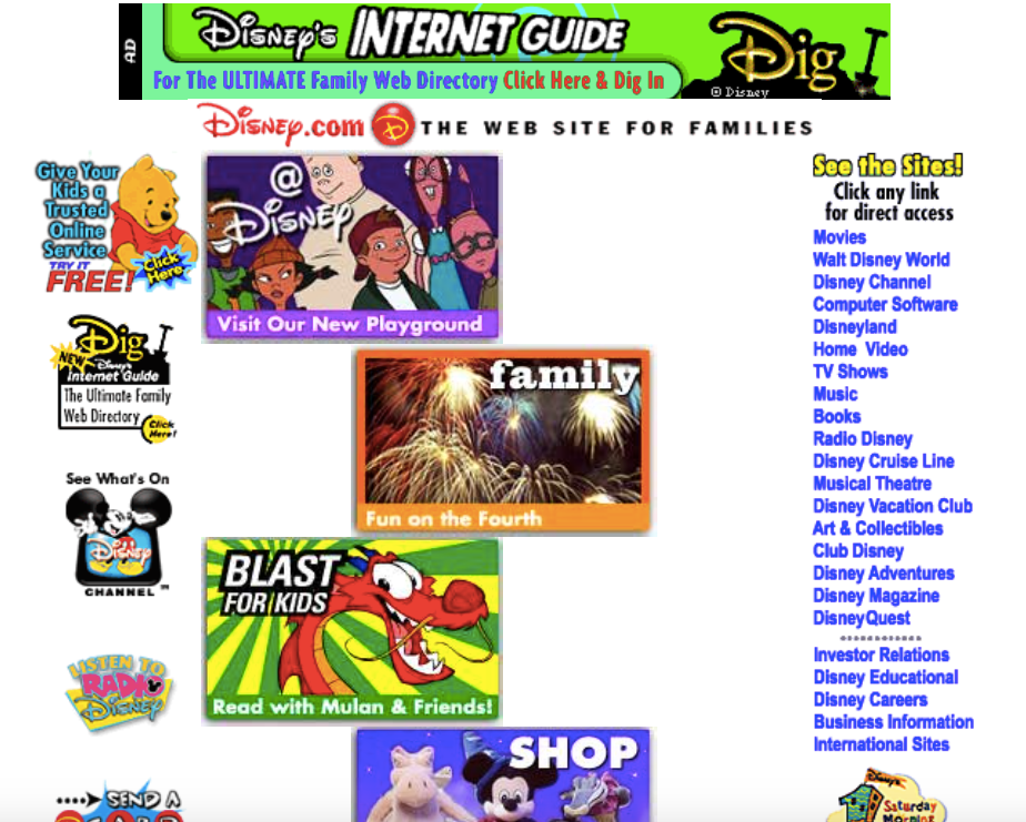 Speelhuis Disney Website 2001