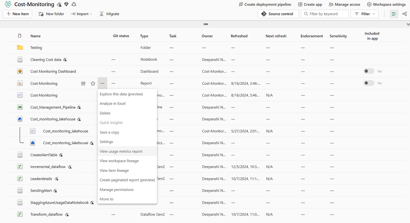Usage Metrics Power Bi