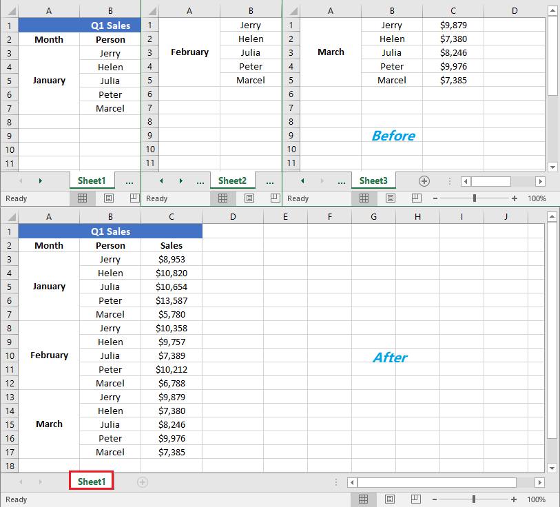 Excel Merge Worksheets Into One