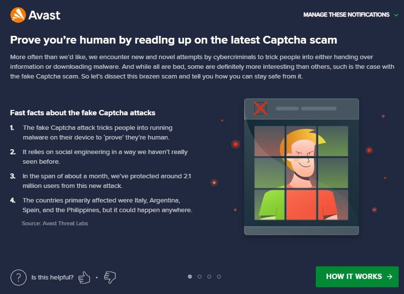 Avast Screenshots The Latest CAPTCHA Scam Is Here, And It's Making
