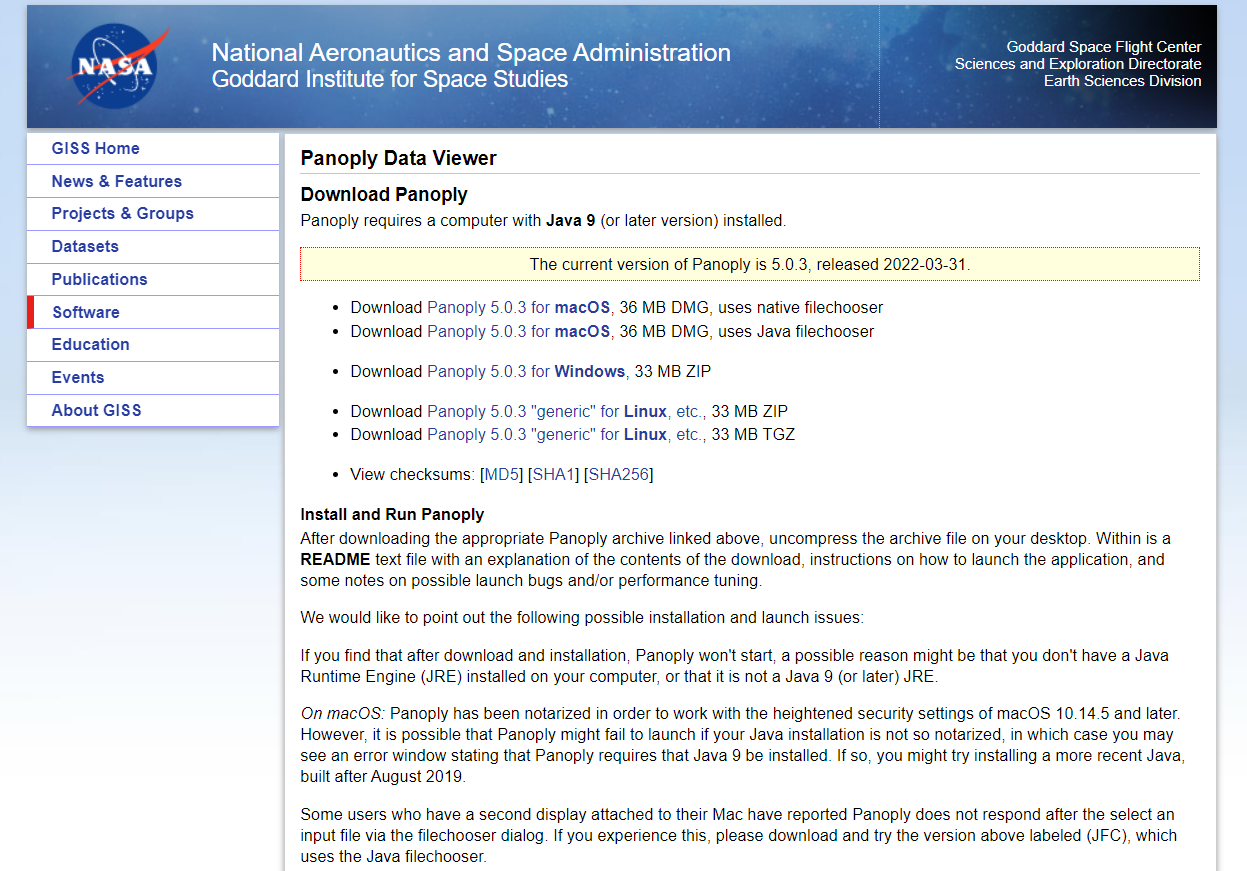 Nasa Giss Panoply Netcdf Hdf And Grib Data Viewer Download NASA Global
