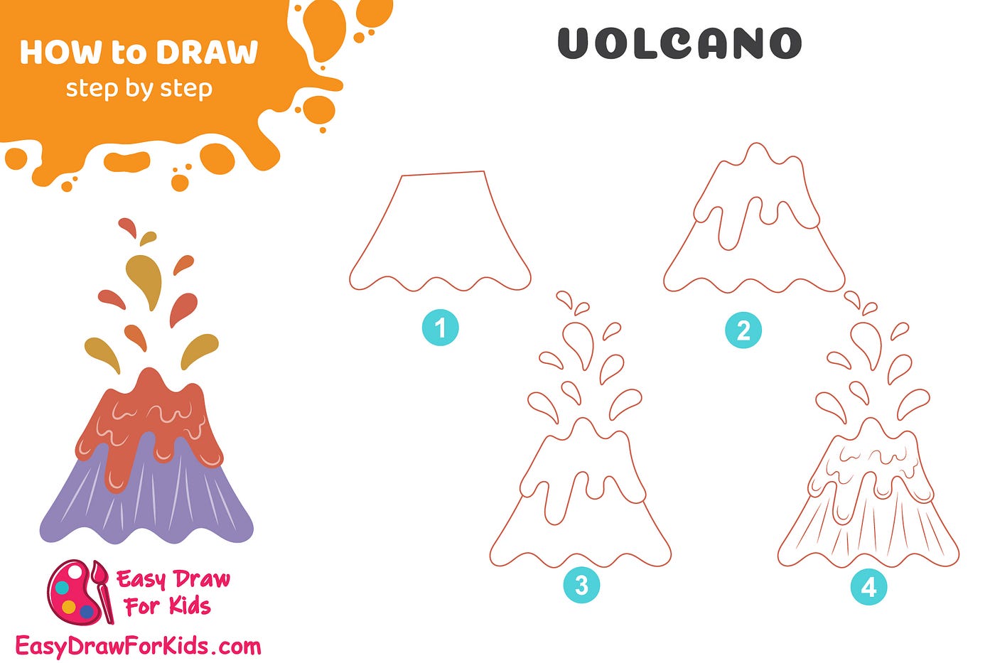 Volcanoes Drawings For Kids