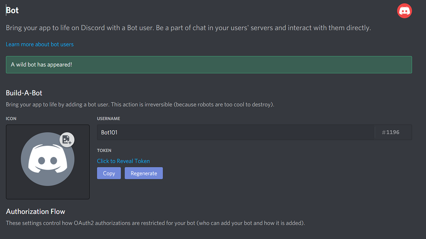 Discord development portal
