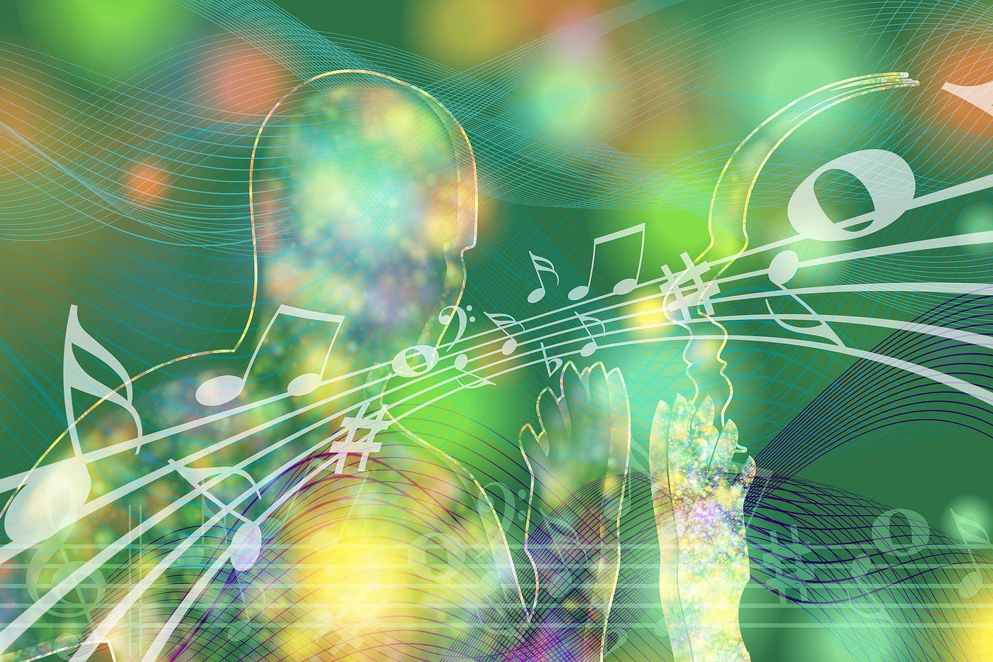 Green Music Notes Background