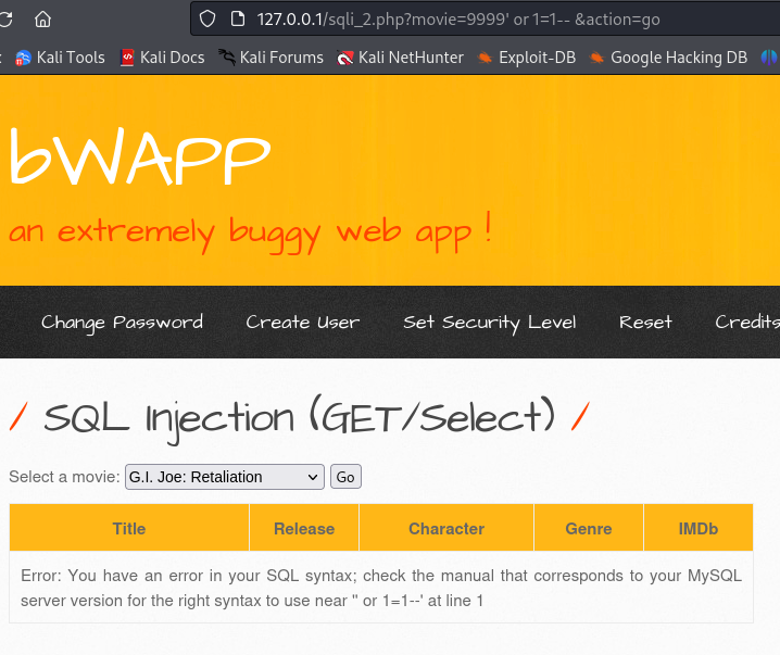Bwapp Sql Injection