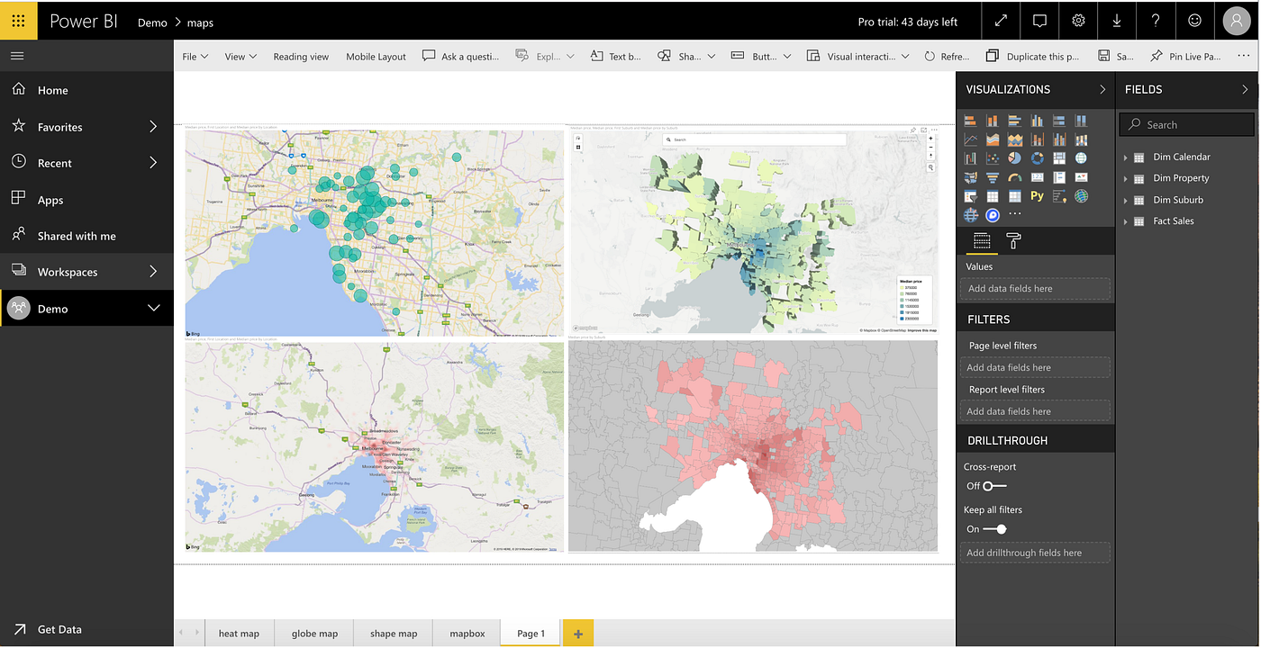 Power Bi Bubble Map Shape Map And Filled Map Examples