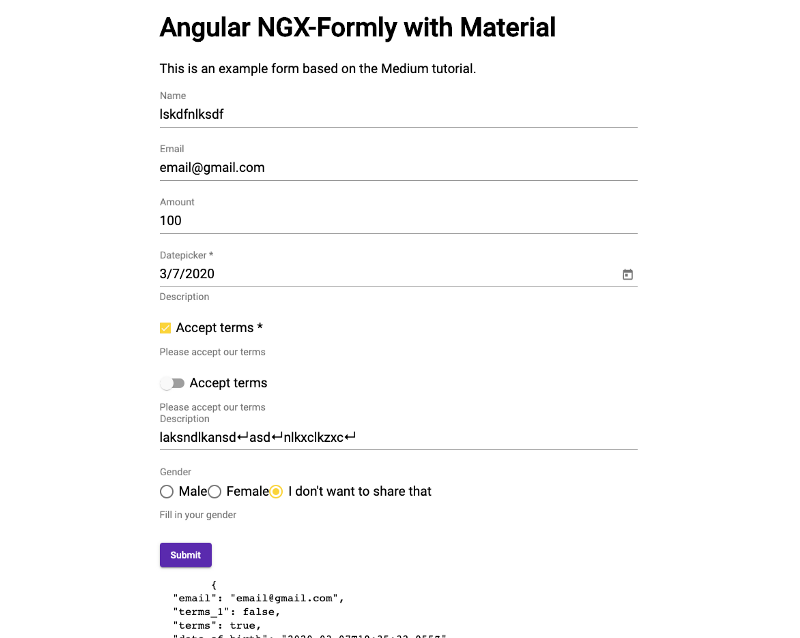 Material Forms Examples