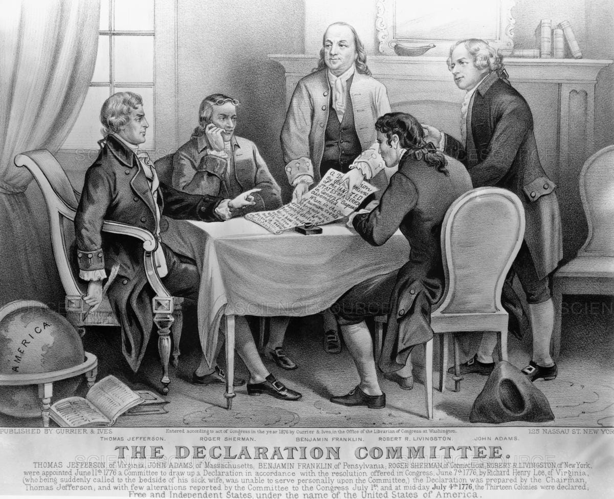 Thomas Jefferson Signing The Declaration Of Independence Black And White
