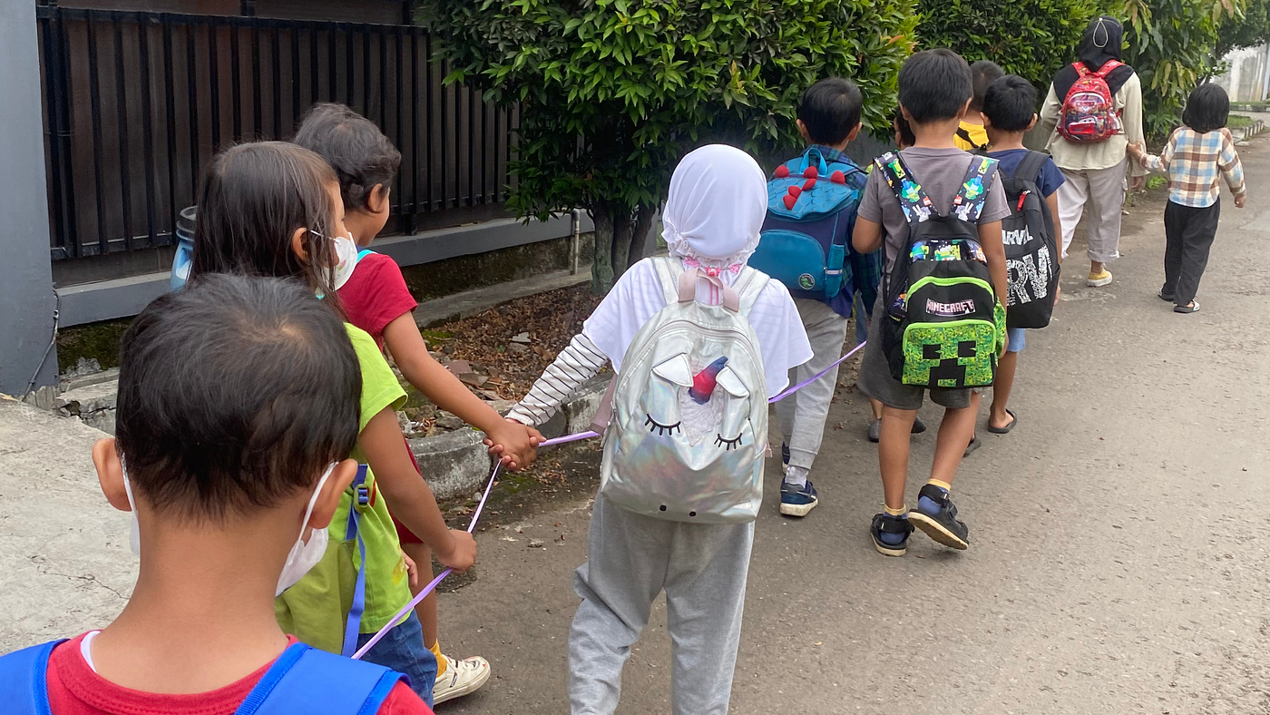 Kids Walking In A Line
