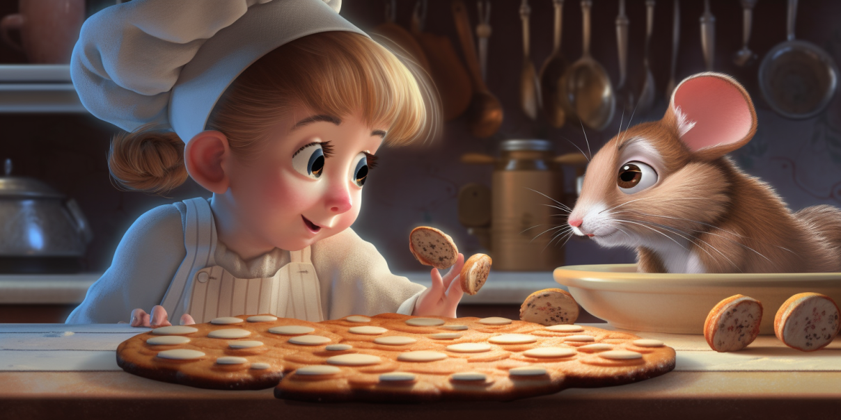 Cartoon Mouse Eating Cookie
