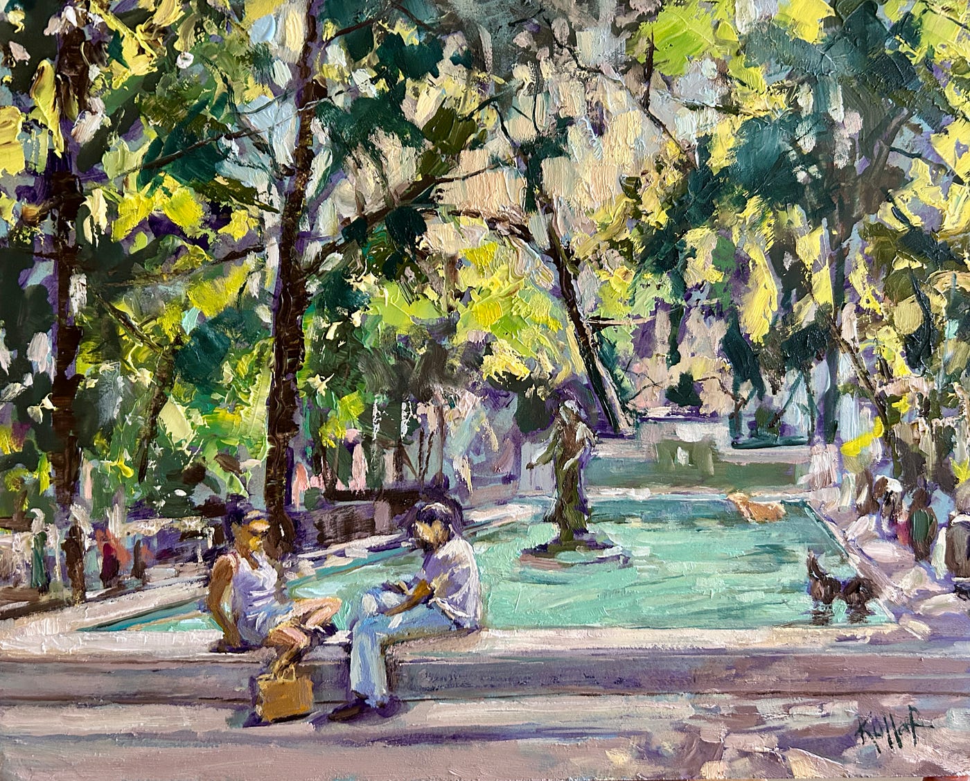 Watercolor People Sitting