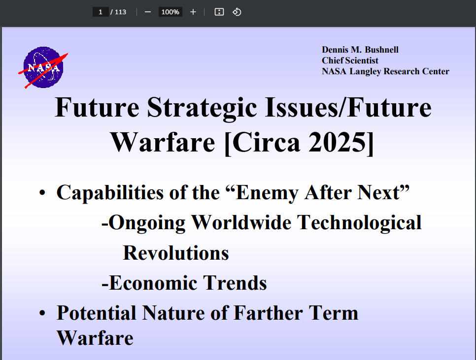 Nasa War Document Dennis Bushnell Future Is Now