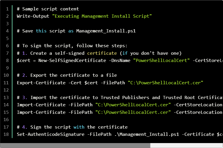 Windows Server 2012 Self Signed Script For Powershell Script To Be Run