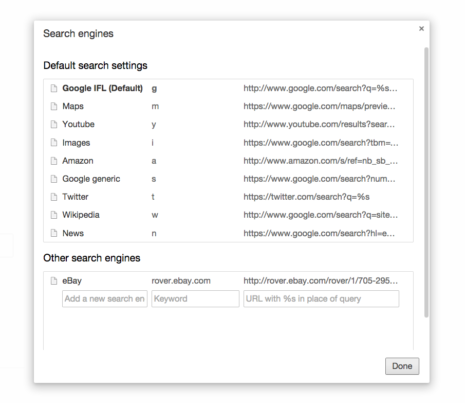 Search Engine Shortcuts