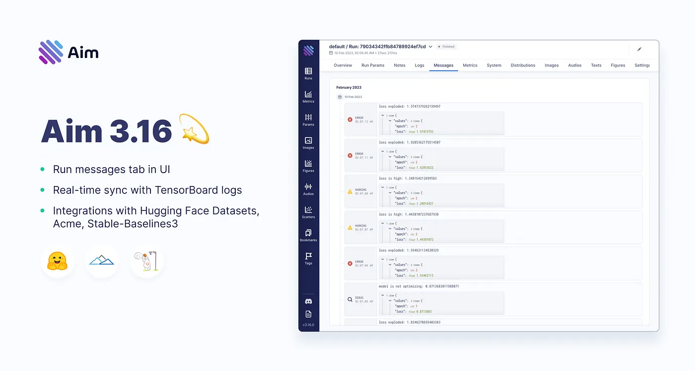 Aim V3 16 — Run Messages In Ui Tensorboard Real Time Sync Integration