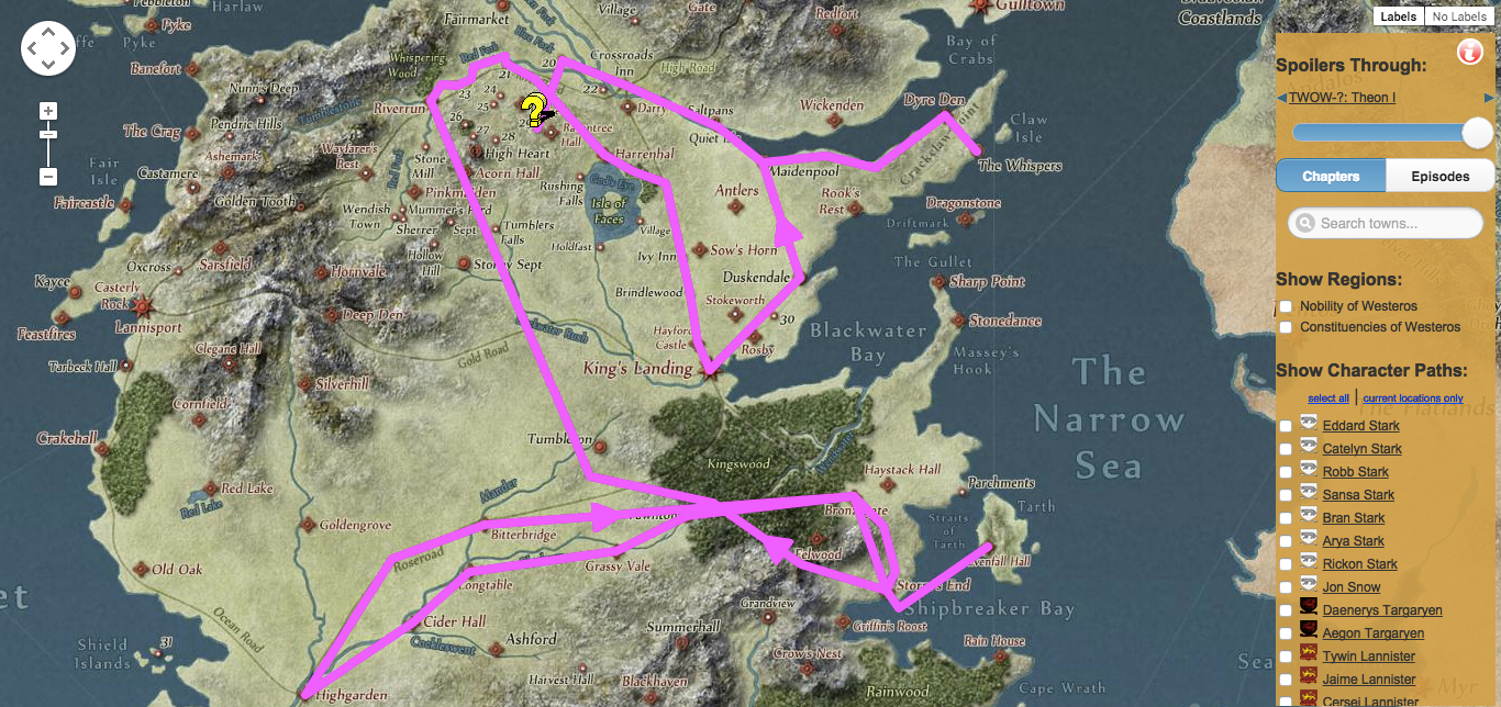 Game Of Thrones Character Journey Map