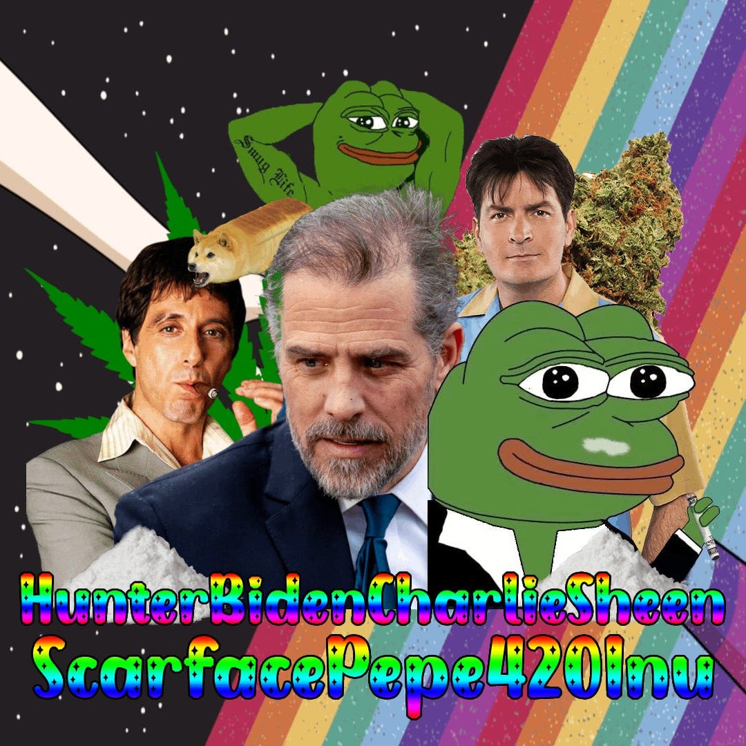 Hunter Biden Charlie Sheen Scarface Pepe 420 Inu – Medium