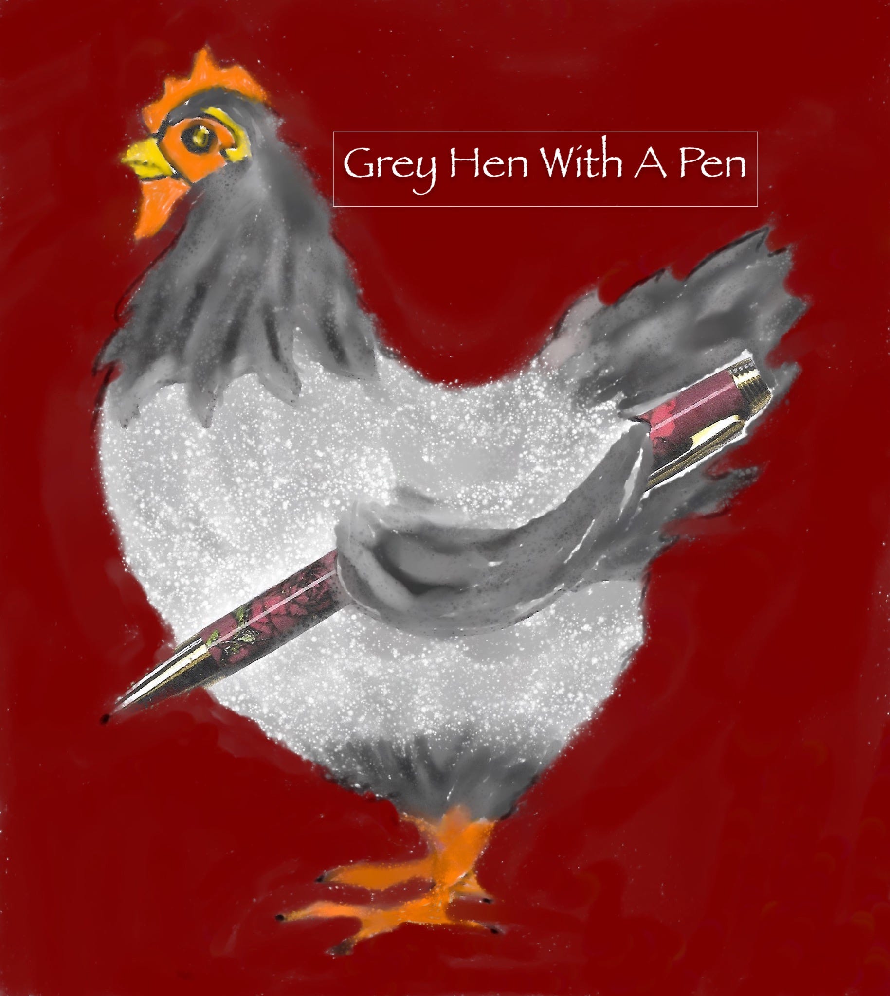 About – Grey Hen With A Pen – Medium