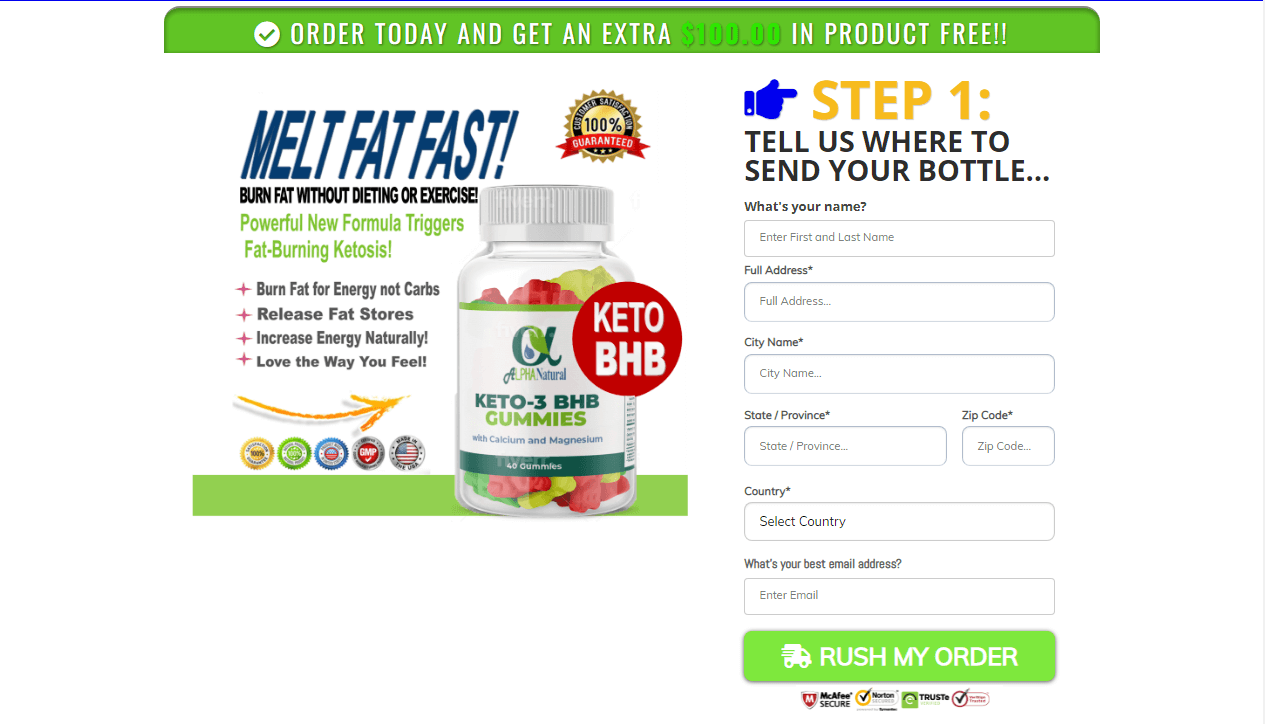 Alpha Natural Keto-3 BHB Gummies – Medium