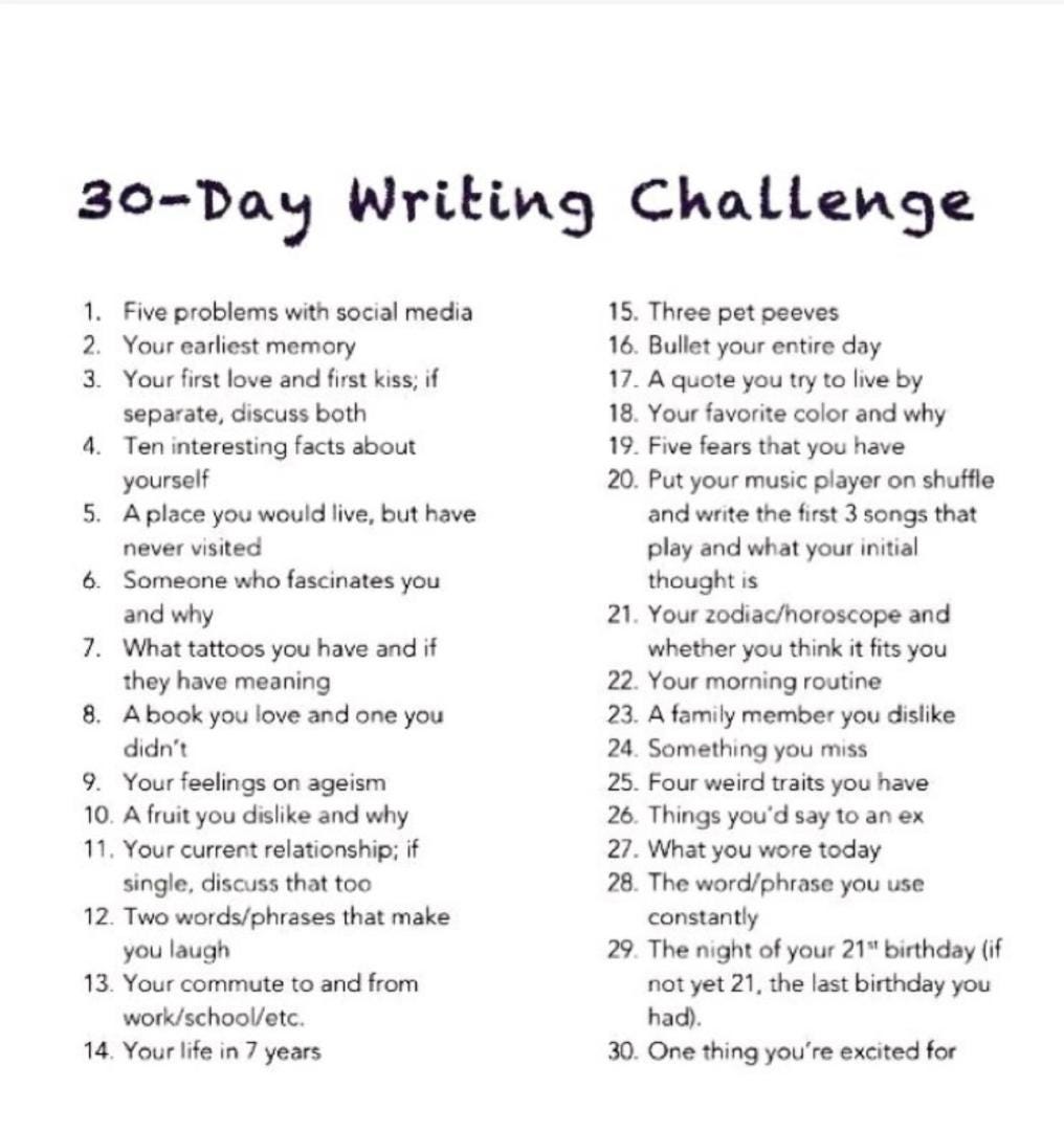 30 Day Writing Challenge
