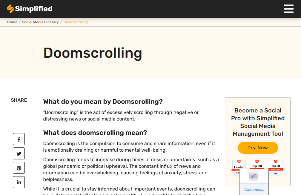 Doomscrolling social media glossary – Medium